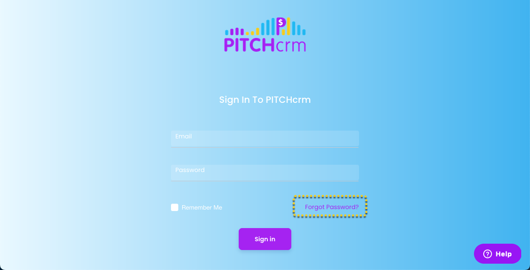 How to change your password. – PITCHcrm
